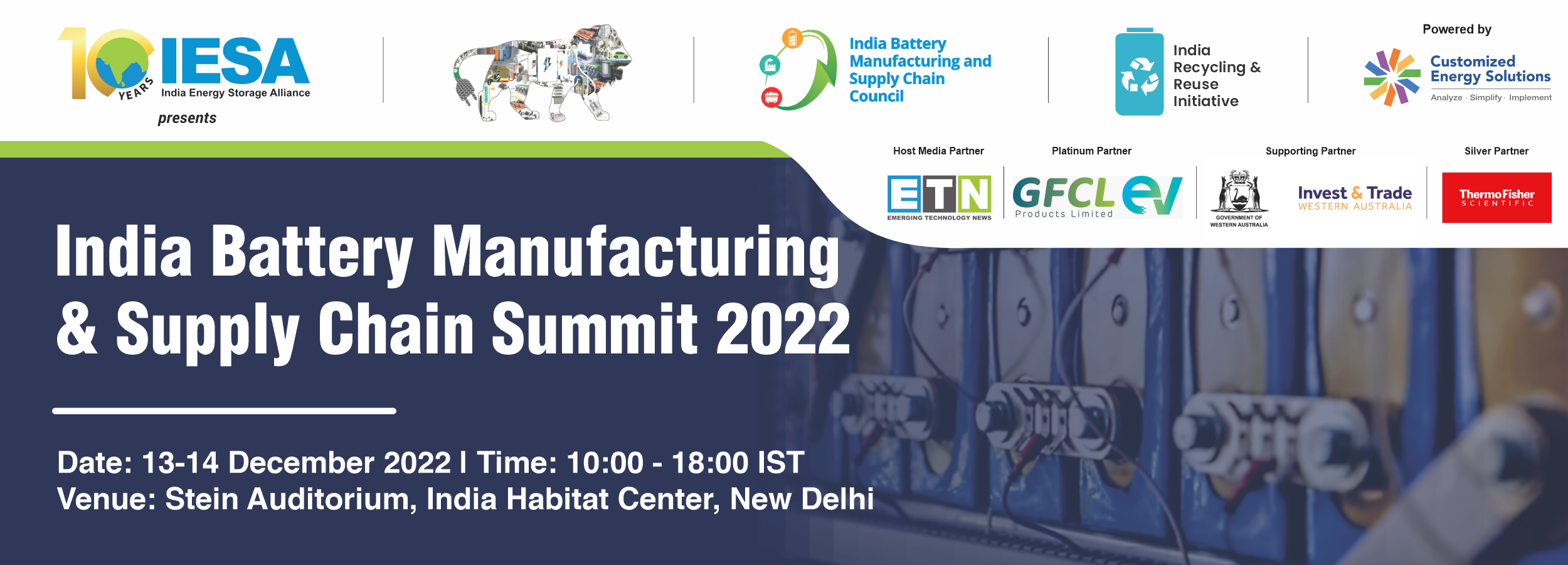 India Battery Manufacturing & Supply Chain Summit 2022